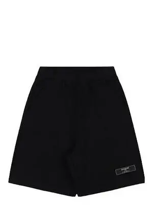Balmain Elastic Waist Shorts With Logo Patch - Black