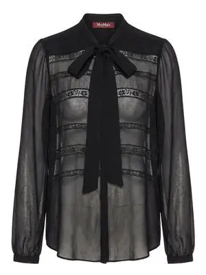 Max Mara Long-sleeved Lace Top - Black