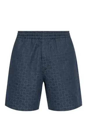 Givenchy Monogrammed Elastic Waist Shorts - Navy Blue