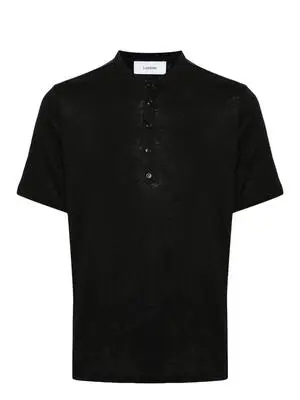 LARDINI Short Sleeved Mock-neck T-shirt - Black