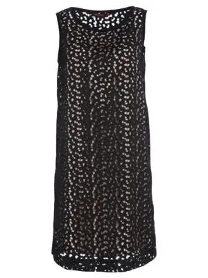 Max Mara Sleeveless Round Neck Lace Dress - Black
