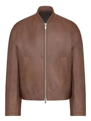 Dior Leather Bomber Jacket - Brown