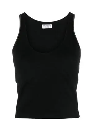 Brunello Cucinelli Brunello Cucinelli Embellished Scoop-Neck Vest Top Black