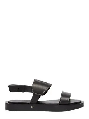 Max Mara Debossed Logo Leather Sandals - Black