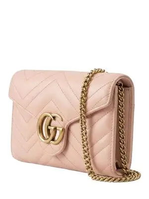 Gucci Logo Plaque Quilted Clutch Bag - Pale Pink