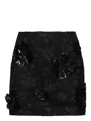 ROTATE BY BIRGER CHRISTENSEN Embroidered Mesh Mini Skirt - Black