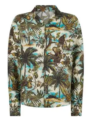 DSQUARED2 Dsquared2 Monkey Printed Notch Collar Shirt