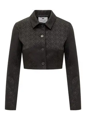 MARINE SERRE Moon Diamant Jacquard Cropped Jacket - Black