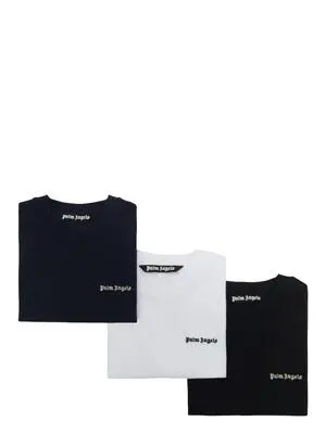 Palm Angels Pack Of Three Logo Embroidered Crewneck T-shirt - Black