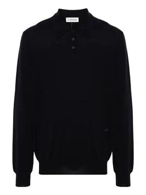 LANVIN Logo-embroidered Polo Shirt - Black