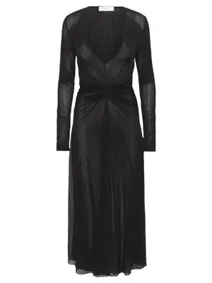 ROTATE BY BIRGER CHRISTENSEN Long-sleeved V-neck Midi Dress - Black