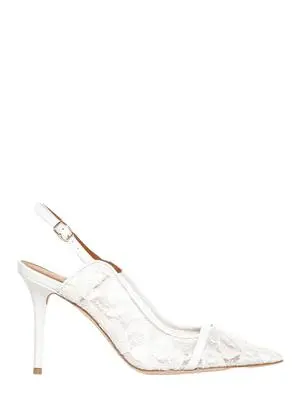 MALONE SOULIERS Slingback High Heels With Lace Detailing - White