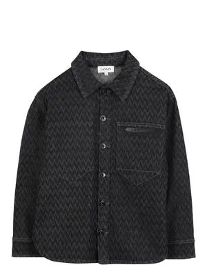 LANVIN Long-sleeved Denim Shirt With Chevron Pattern - Black