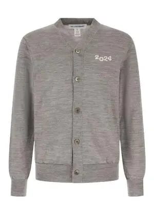 Comme Des Garçons Long-sleeved Cardigan With Embroidery - Gray