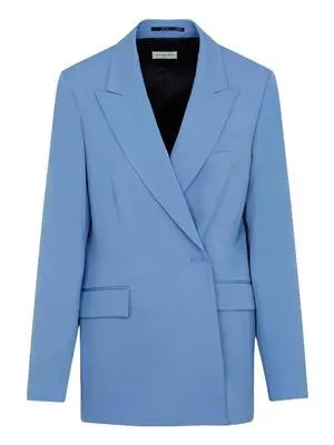 Dries Van Noten Double Breasted Wool Blazer - Blue