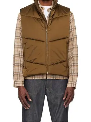Hugo Boss Sleeveless Quilted Cotton Jacket - Brown