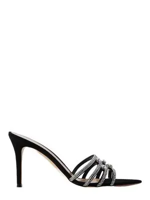 GIANVITO ROSSI Crystal-embellished Suede Stiletto Sandals - Black