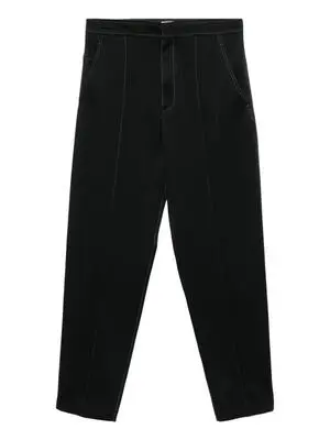 Brunello Cucinelli Satin Trousers With Stitching Detail - Black