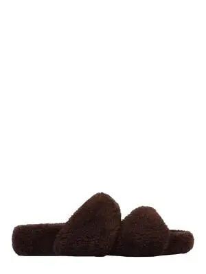 AQUAZZURA Twist Shearling Slip-on Sandals - Black