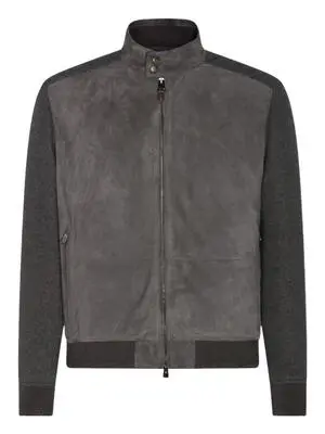 Canali Suede Wool Zipper Jacket - Black