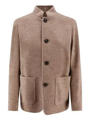 Loro Piana Button-up Coat With Stand Collar - Brown