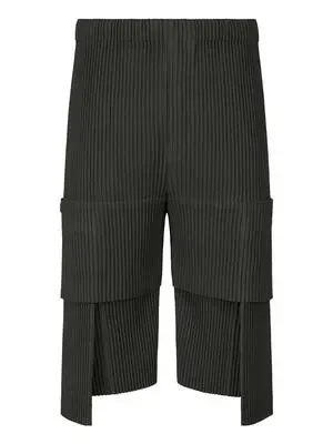 Issey Miyake Homme Plissé Pleated Cargo Shorts - Cola Ash
