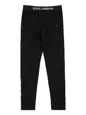 Dolce & Gabbana Logo Cotton Leggings - Black