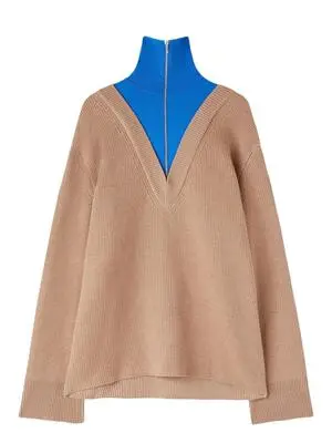 JIL SANDER Drop Shoulder Layered Jumper - Nude