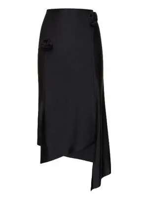 Coperni Asymmetrical Skirt With Flower Decals - Black