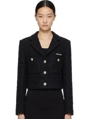 Marissa Chiara Long-sleeved Jacket With Lapel Collar And Front Pockets - Black