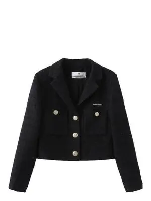 Marissa Chiara Long-sleeved Jacket With Lapel Collar And Front Pockets - Black