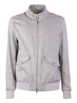 Herno High-neck Zip-up Bomber Jacket - Gray