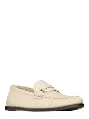 SAINT LAURENT Saint Laurent Logo Plaque Slip-On Loafers