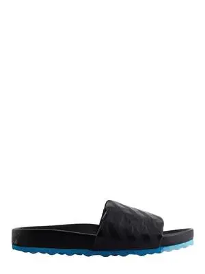 Off-White Diag-stripe Leather Slides - Black