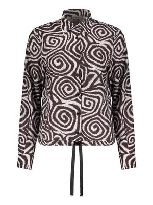 Herno Jacquard Print Drawstring Shirt - Black