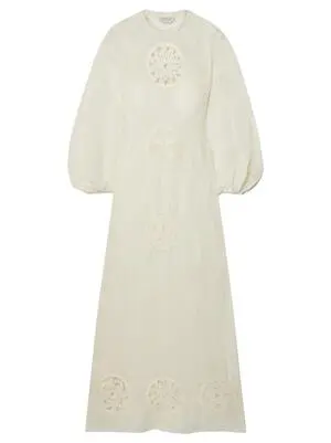 Gabriela Hearst Long Sleeve Dress With Crochet Detailing - Ivory