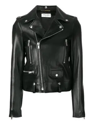 Saint Laurent Leather Motorcycle Jacket - Black