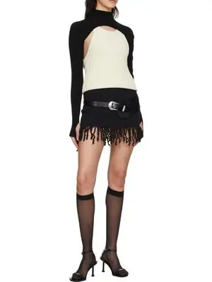 DION LEE Wave Crochet Mini Skirt - Black