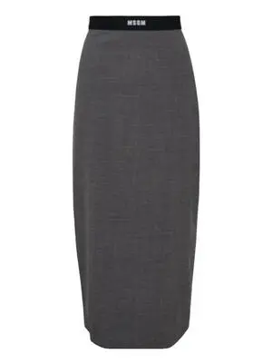 MSGM Elasticated Waistband Pencil Skirt - Black