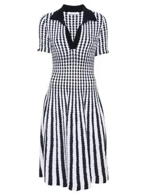 ANTONINO VALENTI Striped Seersucker Midi Dress - White