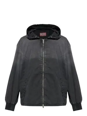 DIESEL® Cotton Hooded Jacket With Zipper Closure - Black