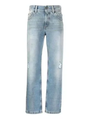 Palm Angels Mid-rise Distressed Straight Jeans - Blue
