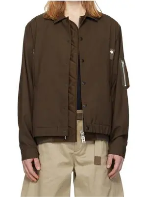 Sacai Zipped Blouson Jacket - Brown