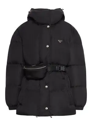 Prada Belted Hooded Down Jacket - Black