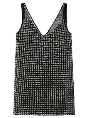 Max Mara Sleeveless Organza And Sequins Short Dress - Black