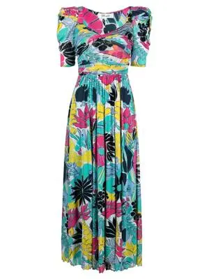 Diane Von Furstenberg Printed Round Neck Short Sleeve Maxi Dress - Multicolor