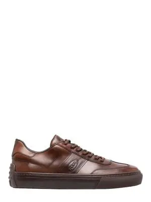 TOD'S Logo-debossed Round Toe Lace-up Sneakers - Brown