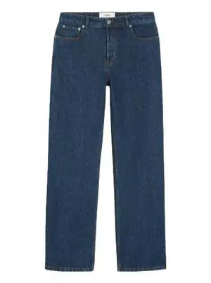 Ami Logo Patch Straight Leg Jeans - Indigo
