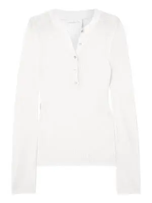 Chloé Mesh Pullover With Button Detail - White