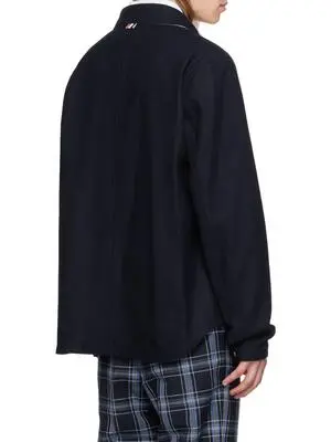 Thom Browne Striped Detail Buttoned Jacket - Navy Blue